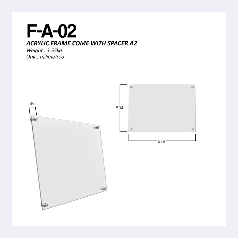 Acrylic Frame w/ Spacer - A2 Size | Botak Sign